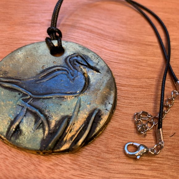 Ciana Jewels | Jewelry | Blue Heron Necklace Round Boho Style Pendant ...